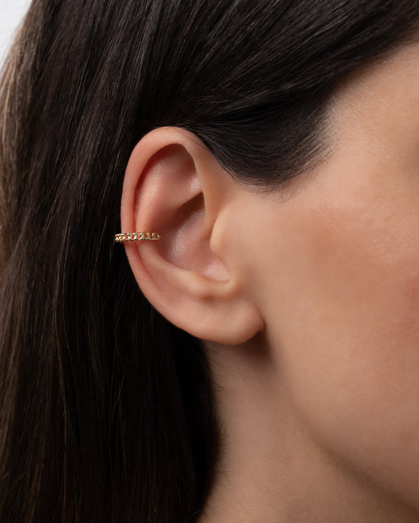 14k Gold Mini Cuban Link Ear Cuff - Zoe Lev Jewelry
