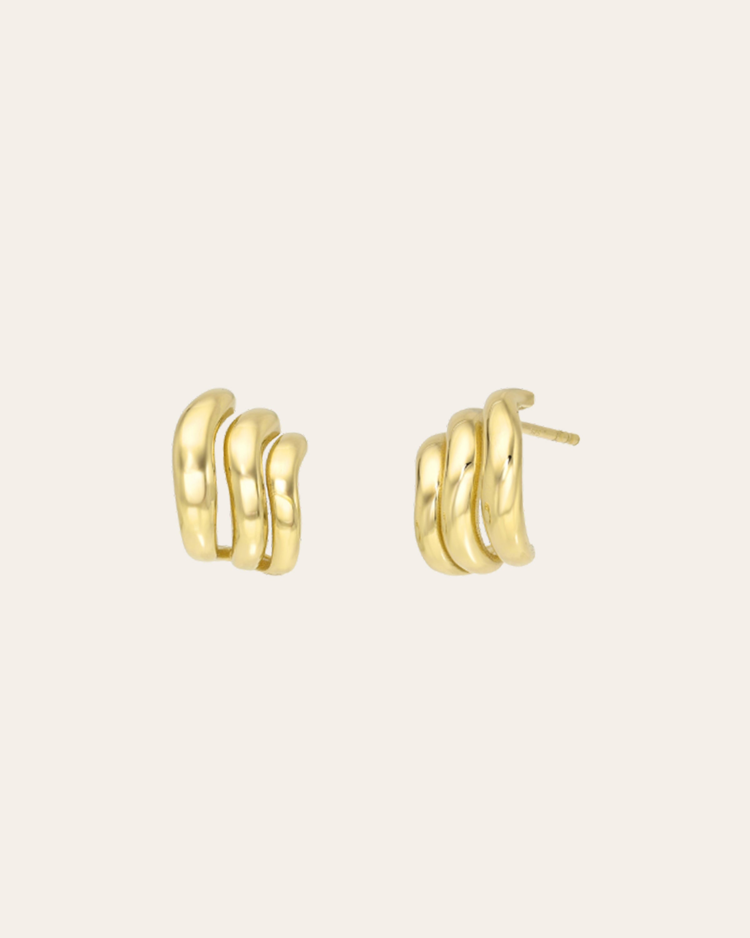 14k Gold Wave Studs
