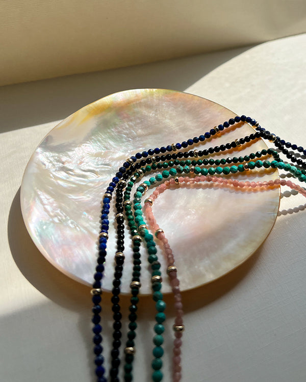 14K Gold Black Onyx Segment Bead Necklace - Zoe Lev Jewelry