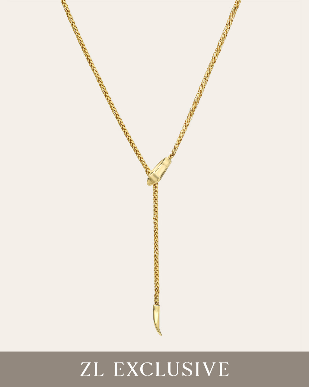 14K Gold Biting Snake Chain Lariat Necklace – Zoe Lev Jewelry