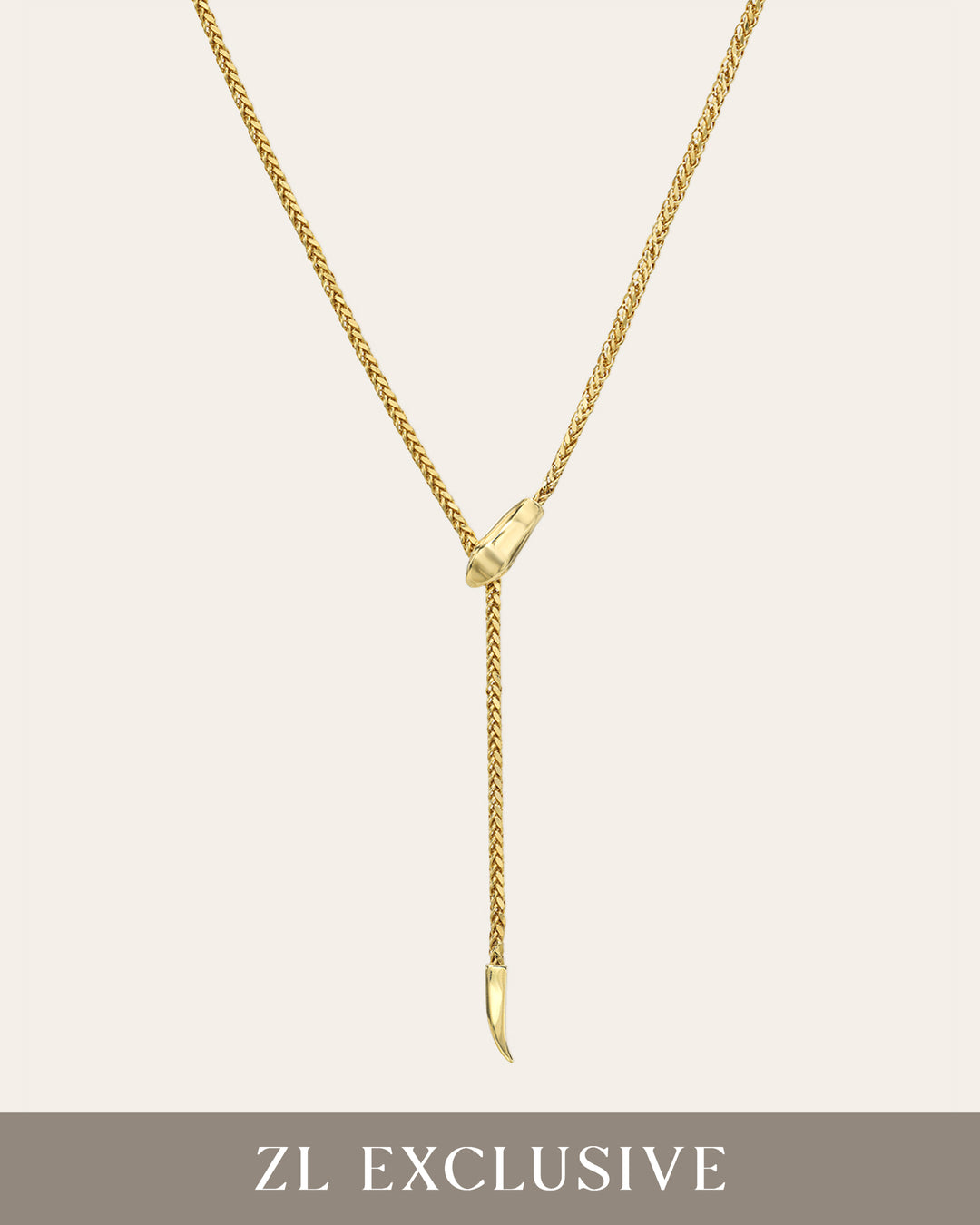 14K Gold Biting Snake Chain Lariat Necklace – Zoe Lev Jewelry