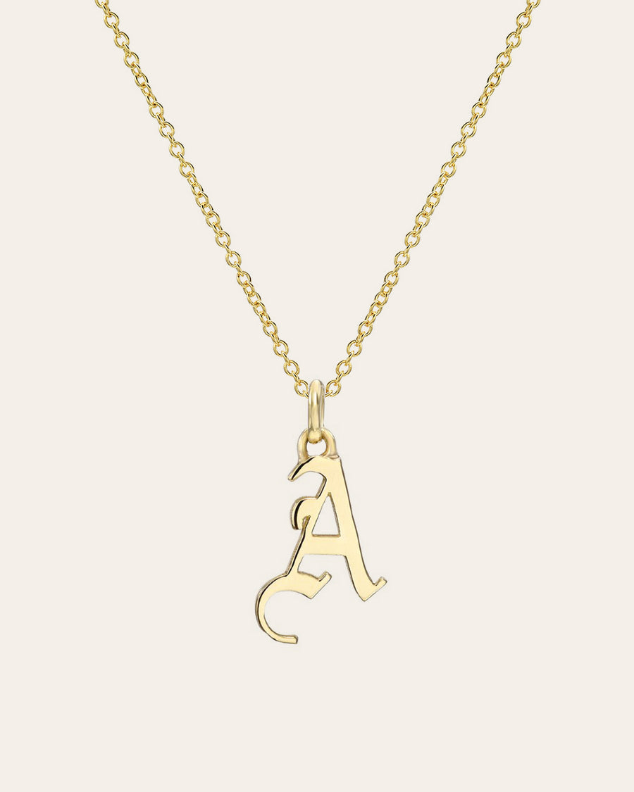 14K Gold Gothic Initial Necklace – Zoe Lev Jewelry