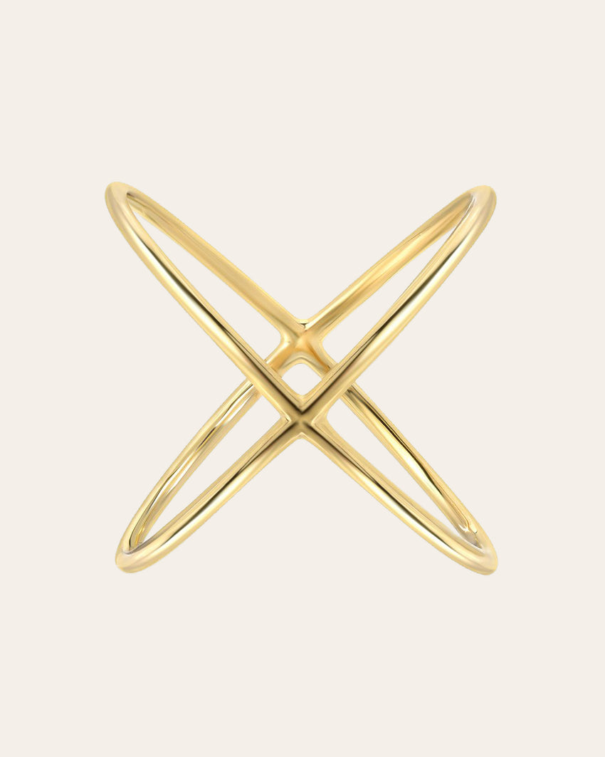 14k Gold Large X Ring – Zoe Lev Jewelry