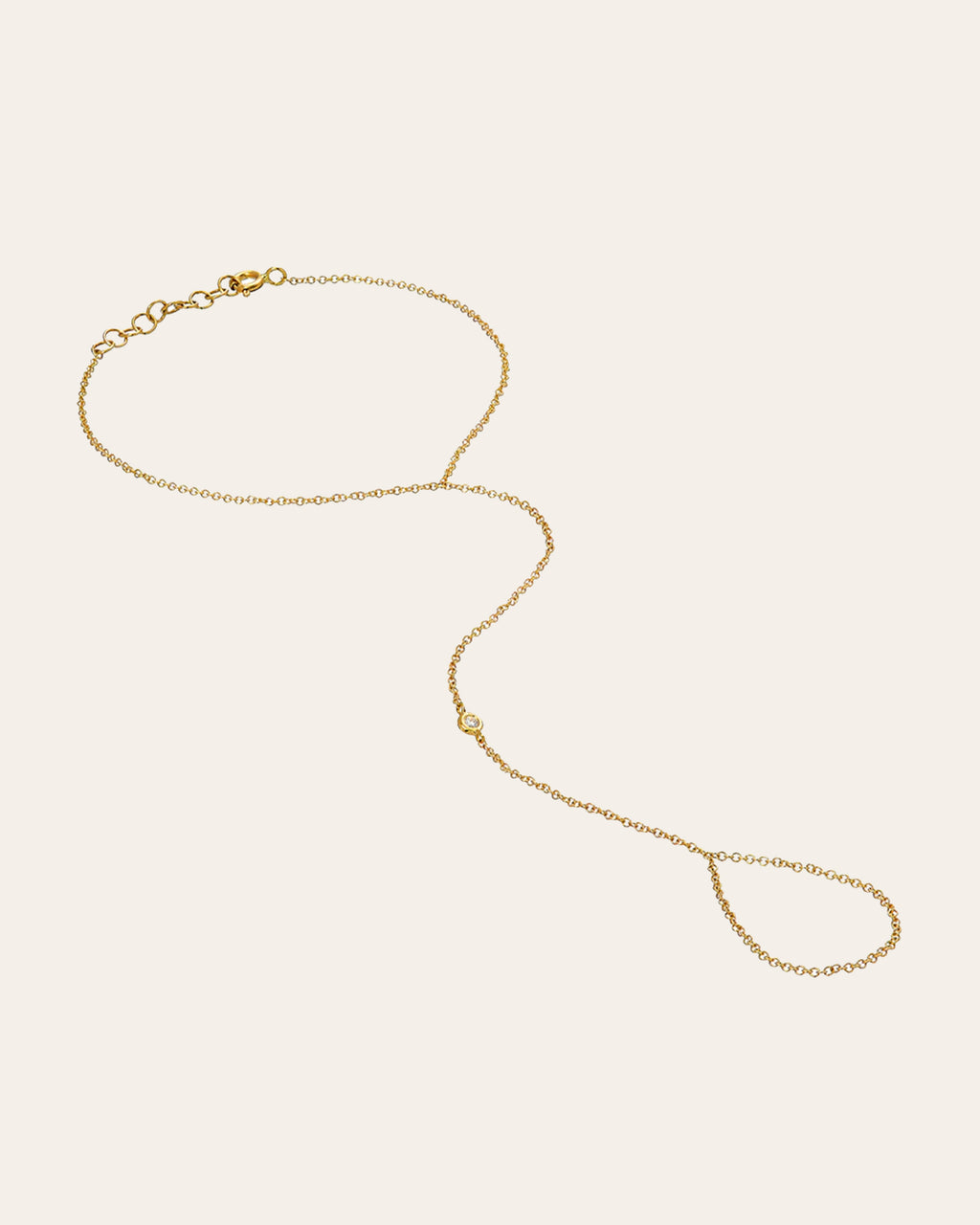 14k Gold Single Bezel Diamond Hand Chain – Zoe Lev Jewelry