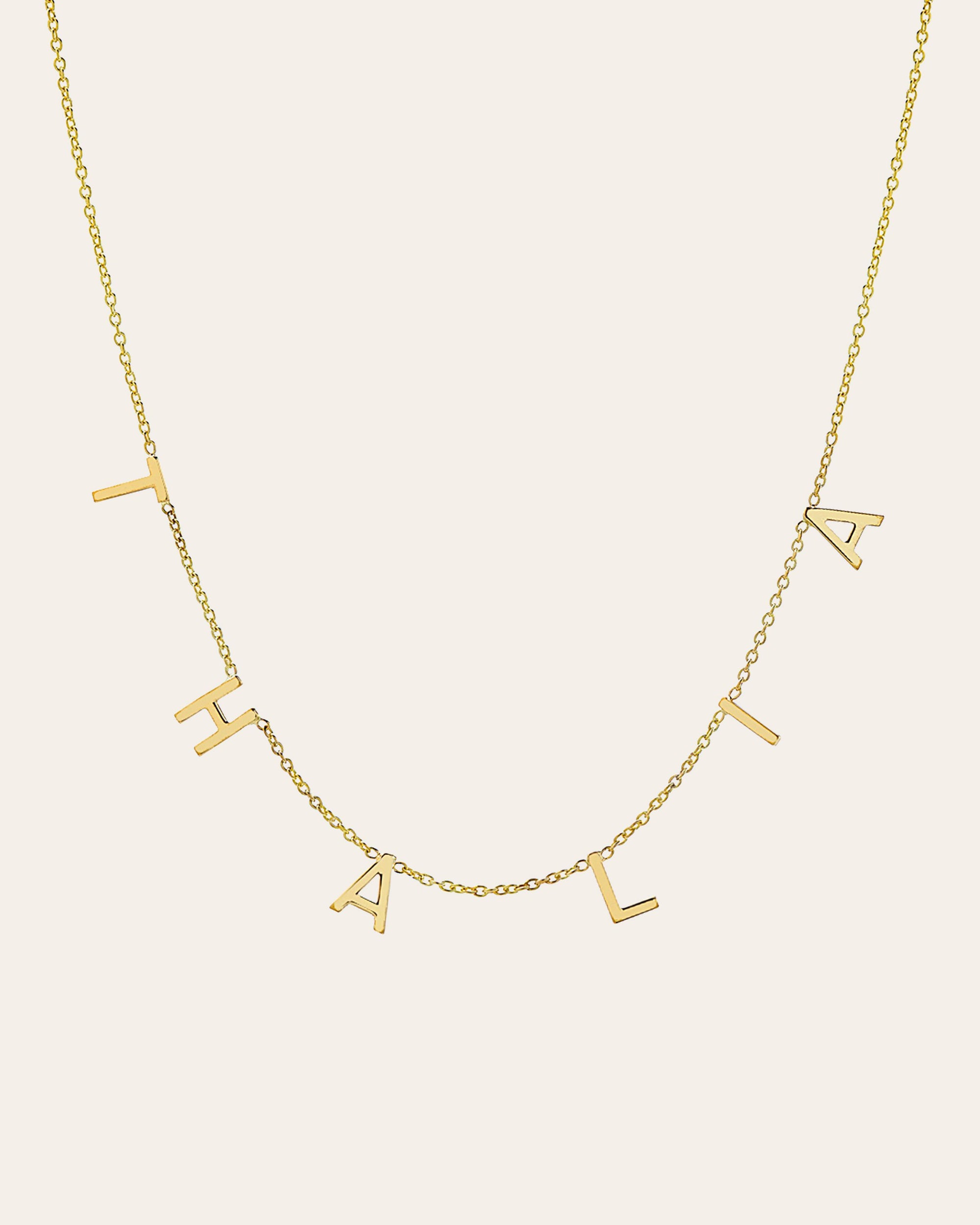14k Gold Mini Spaced Initial Necklace – Zoe Lev Jewelry