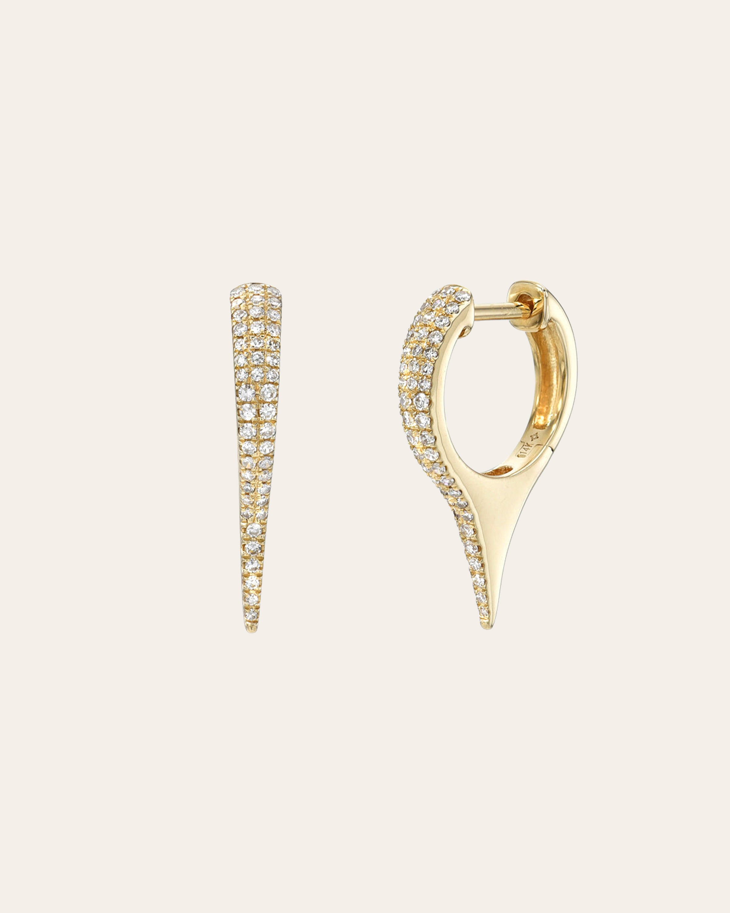 Diamond Dagger Huggies - Zoe Lev Jewelry