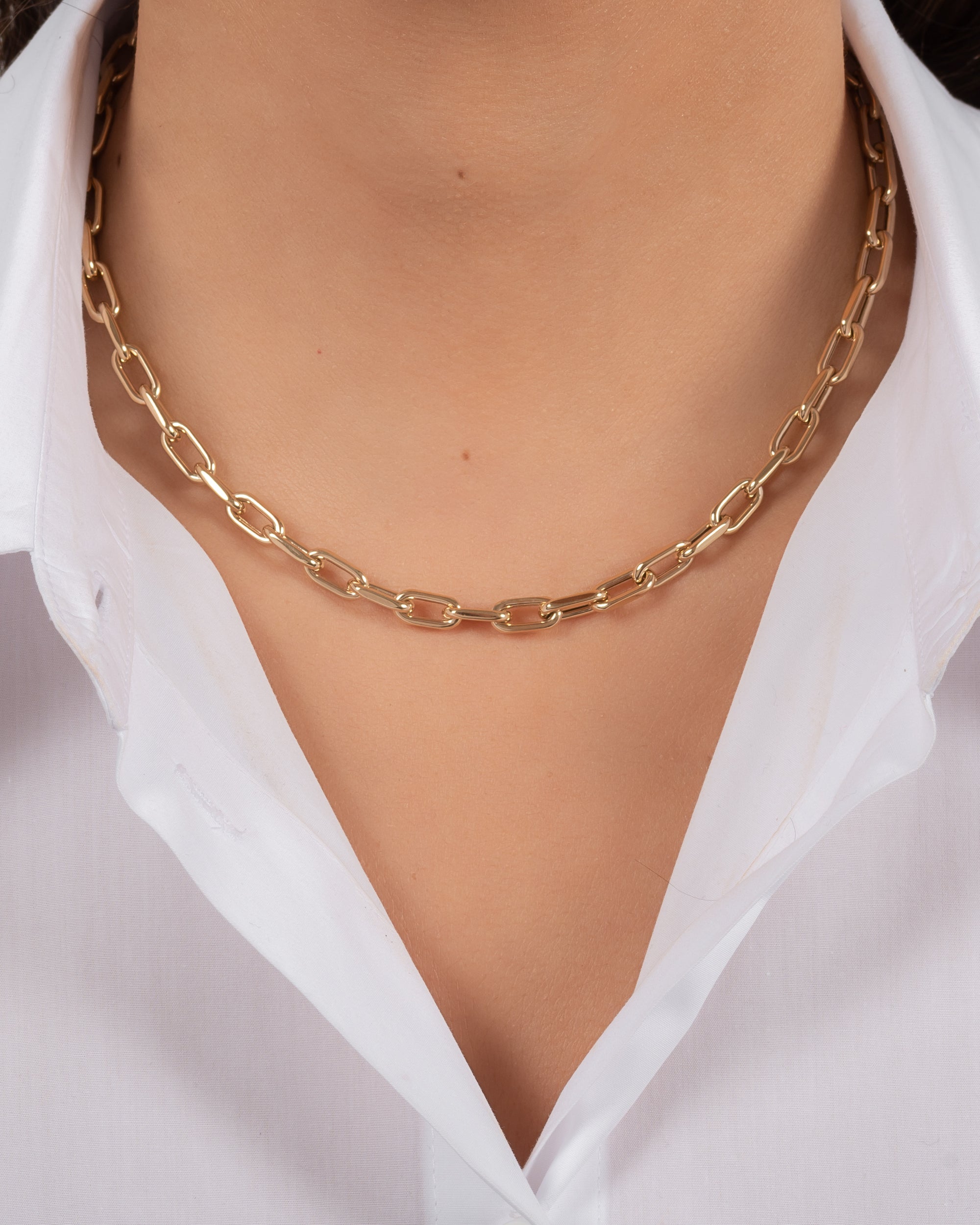 14k Gold Extra Large Open Link Chain Necklace - Zoe Lev Jewelry